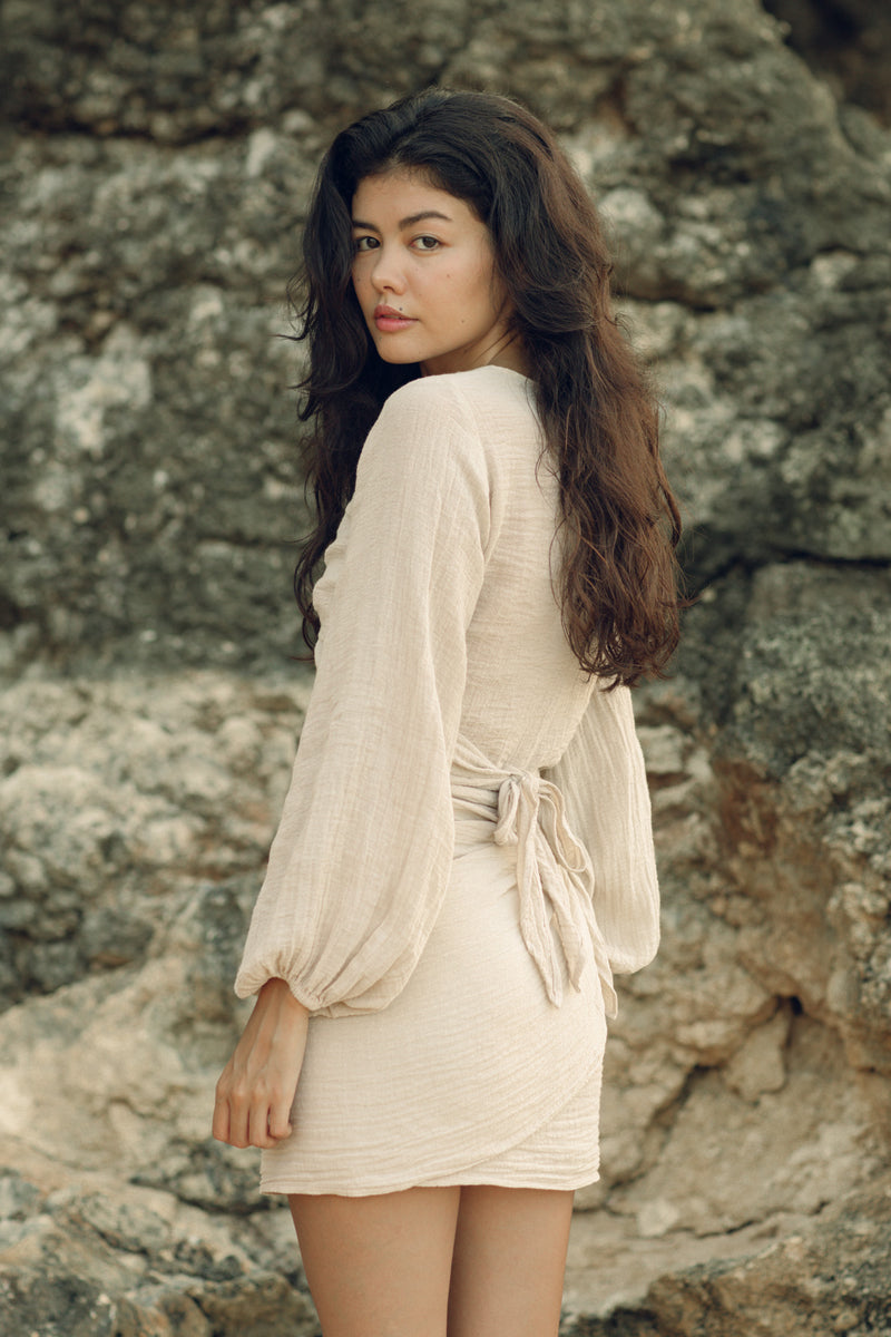 Ramie Wrap Top Ivory